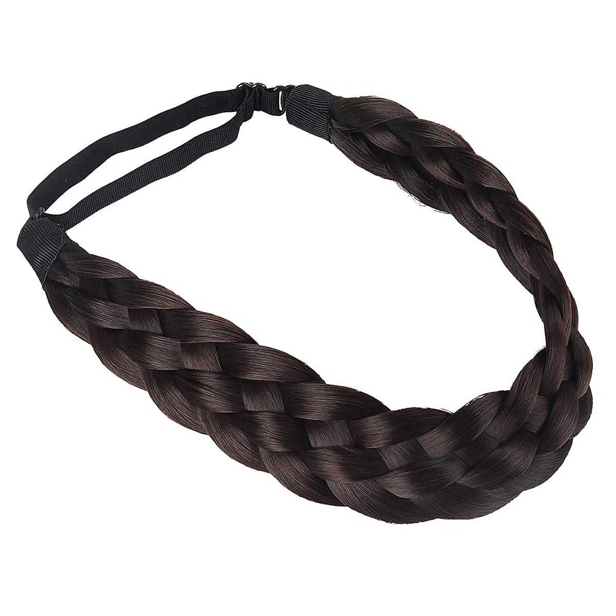 Coolcos Elastic Synthetic Chunky Hair Braid 5 Strands Braids Hair Headbands Plaited Braided Headband (Dark Brown As Image)