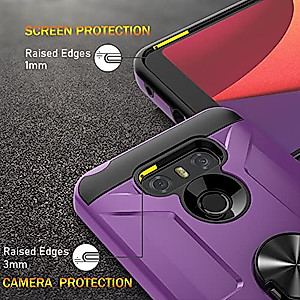 GAMEMIUZ LG G6 Case, LG G6 Case with [3X Tempered Glass Screen Protector], Built-in Ring Kickstand and Magnetic Car Mount Shockproof Dropproof Military Grade Armor Rugged Case for LG G6 - Purple