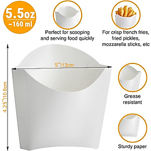 CUSINIUM [5.5 oz Medium White French Fry Containers - Disposable French Fries Holders