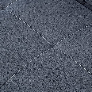 Panana Sofa Bed with Cup Holders,Convertible Sleeper Couch Bed Daybed, Upholstered Linen Fabric Folding Recliner, Futon Sofá, 3 Seaters for Living Room Furniture Sets,5 Positions Recliner in Gray