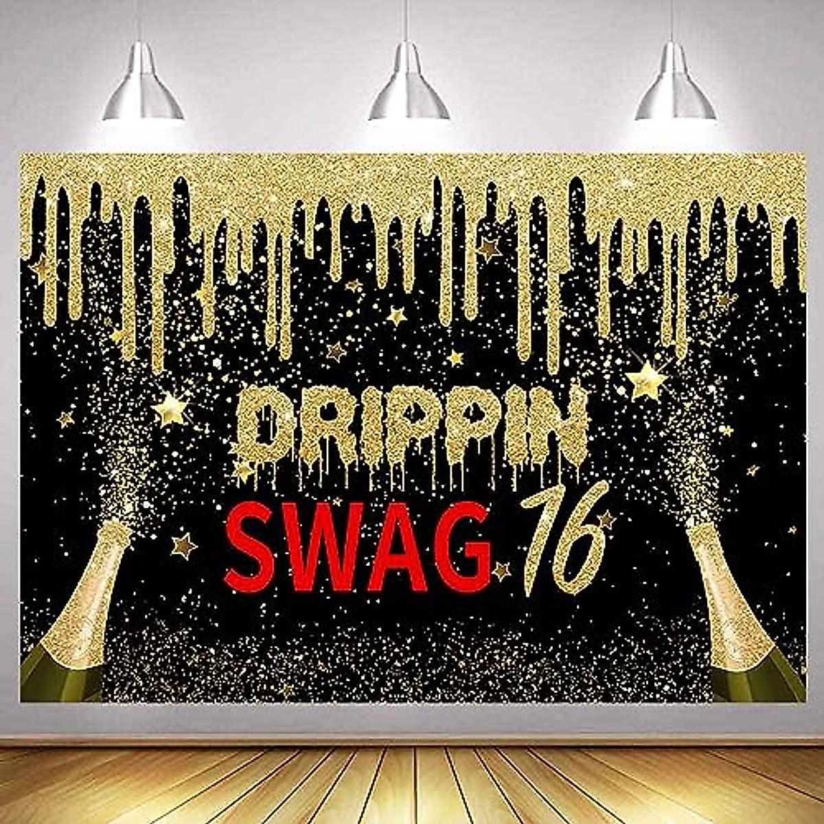 Sensfun Drippin Swag 16 Birthday Backdrop Boys Black Gold Hip Hop Happy 16th Birthday Party Decorations Photography Background Teenager Boy 16 Years Old Birthday Banner Supplies 7x5ft