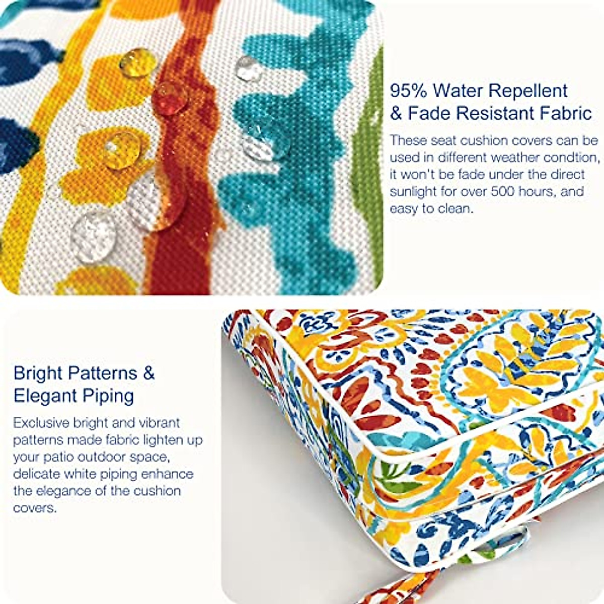 DYTXIII Patio Outdoor Cushion Cover Slip Cover W42 x D18 x H3 Inch with Zipper for Bench Loveseat Furniture, UV Protection Cushion Covers Replacement Covers 1 Pack, Paisley Multi (Covers ONLY)