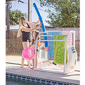 TowelMaid Original Made in The USA 5 Bar Curved Outdoor Poolside Storage Towel Rack