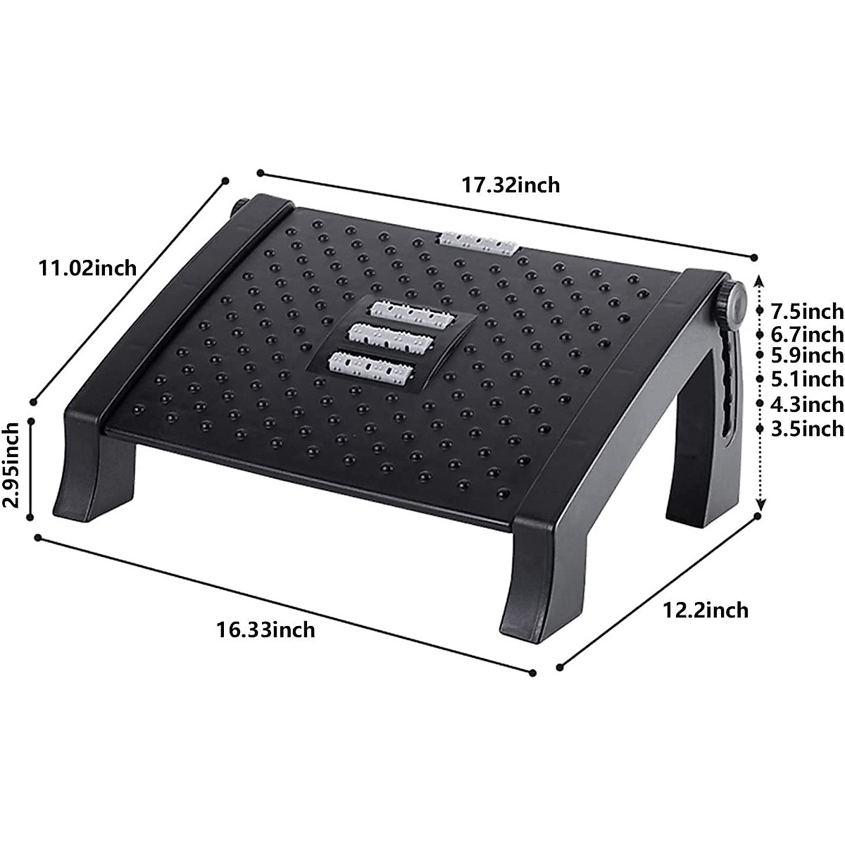Foot Rest,6 Height Adjustable Foot Rest for Under Desk at Work,Ergonomic Under Desk Footrest with Massage Particle and Rollers,Office Under Desk Foot Stool for Promote Leg Circulation,Relieve Pressure
