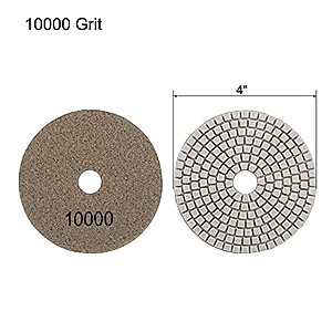 uxcell 4 Inch 10000 Grit Diamond Wet Polishing Pad Set, for Stone Concrete Marble Grinder or Polisher, with M14 Hook and Loop Backing Holder Pad Connecting Rod