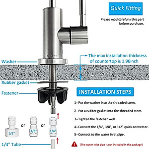 2024 Lead-Free Drinking Water Faucet with Flexible Gooseneck, SUS304 Stainless Steel Beverage Kitchen Water Filter Faucet Fits Most Water Purifier Filter Filtration Systems or Reverse Osmosis Units