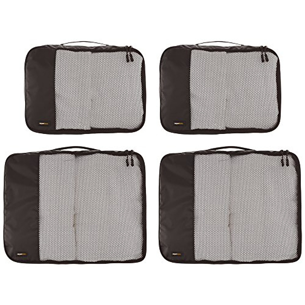 Amazon Basics 4 Piece Packing Travel Organizer Cubes Set - 2 Medium and 2 Large, Black