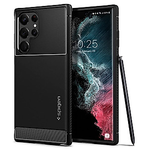 Spigen Rugged Armor Designed for Galaxy S22 Ultra Case (2022) - Matte Black