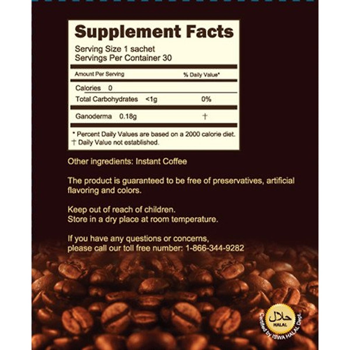 Ganoderma Reishi Coffee Mix, Instant 2-in-1 Mushroom Coffee with All Natural Ganoderma Lucidum. A Non Sugar Dietary Supplement To Replace Regular Coffee - 30 sachets