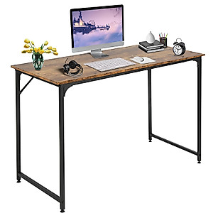 Dopinmin 47 inch Computer Desk Modern Writing Desk,Simple Study Table,Industrial Office Desk,Sturdy Laptop Table for Home Office,Brown