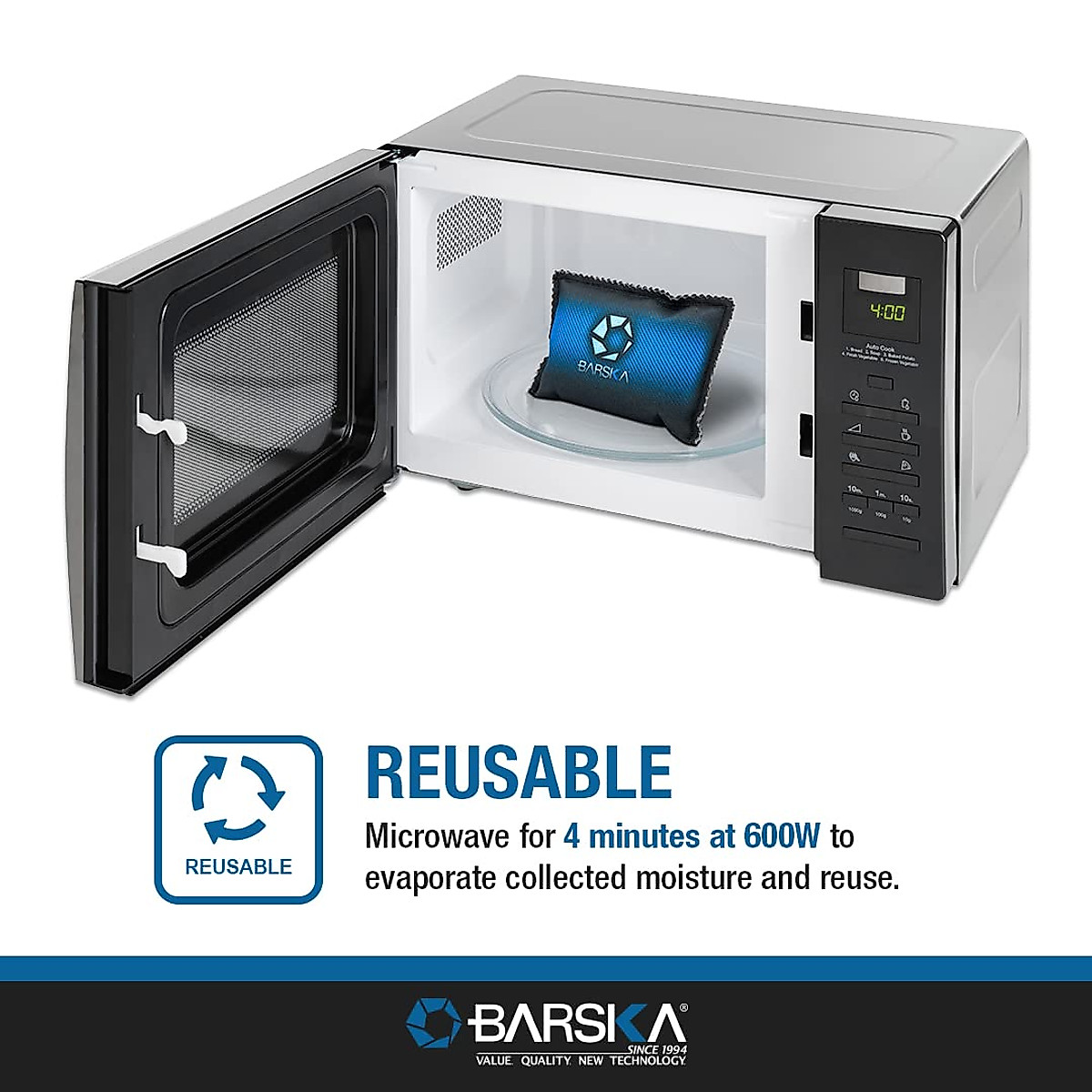 BARSKA Rechargeable Desiccant Dehumidifier - Safe Moisture Absorber for Home Closets, Gun Safes, Basement, Garage, Cars - Microwaveable - Portable Blue Dehumidifying Solution