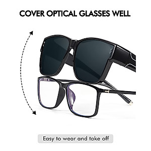 Myiaur Fit Over Sunglasses for Women Men, Trendy Large Polarized UV400 Protection Wear Over Glasses for Driving Outdoors