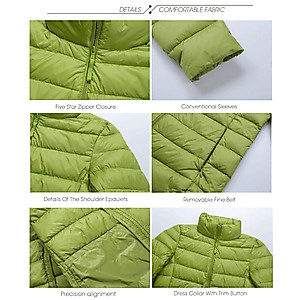 Miya Women's Packable Ultra light Weight Short Down Jacket Coat Stand collar-01Coffee Medium