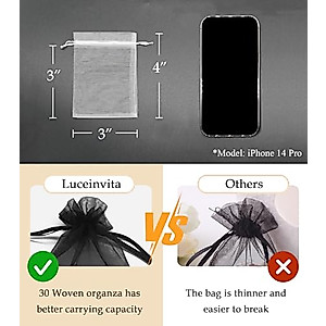Luceinvita 100pcs Organza Bags 3x4 Inch Small Favor Bags Organza Drawstring Gift Bags Pouches for Wedding Candy Party Baby Shower (Green)