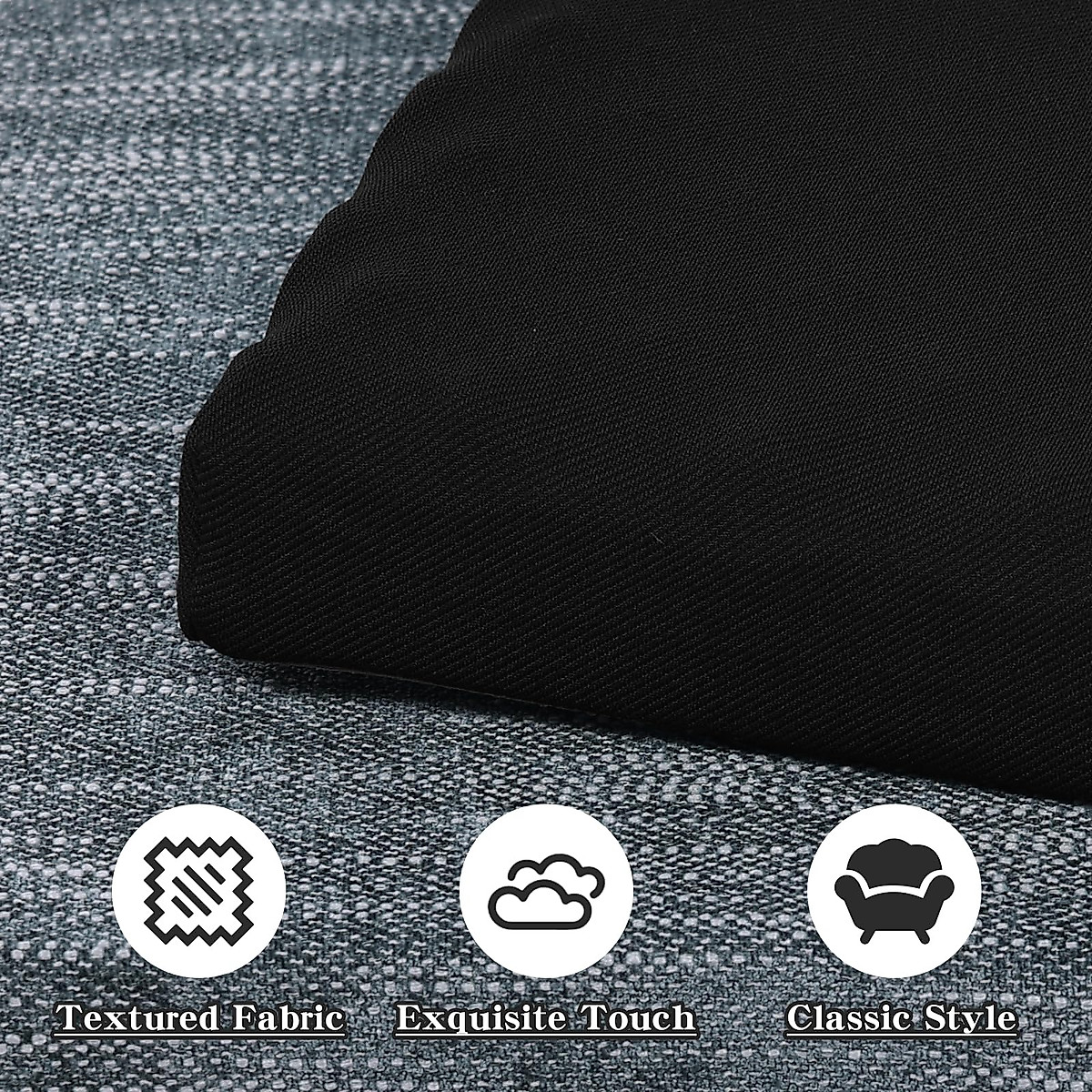 baibu 12 Inches Non Slip Stool Cushion Square, Soft Bar Stool Cushion with Ties Square Seat Cushion for Stackable Kitchen Stools - One Pad Only, Black (12'' (30CM))