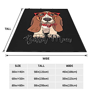 Cute Basset Hound Dog Mom Gift Full Fleece Throw Cloak Wearable Blanket Flannel Fluffy Comforter Quilt Nursery Bedroom Bedding King Size Plush Soft Cozy Air Conditioner Blanket