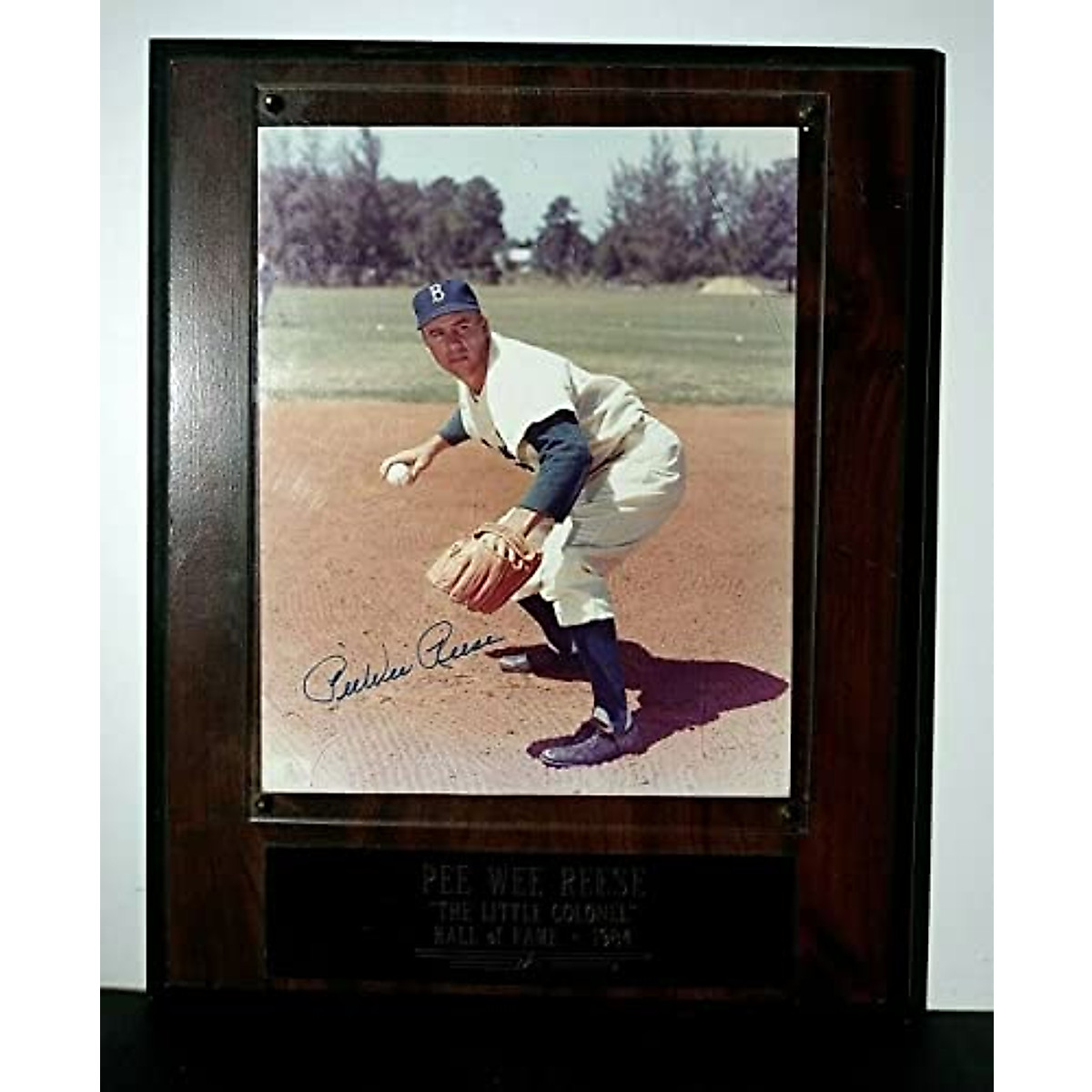 Pee Wee Reese Brooklyn Dodger MLB Hall of Fame Signed 8x10 Photo Plaque