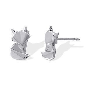 Boma Jewelry Sterling Silver Origami Fox Stud Earrings