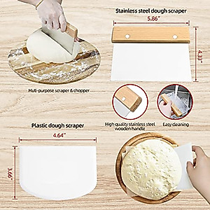 Banneton Bread Proofing Basket Set With Sourdough Bread Baking Supplies, Bread Making Kit Include 9''Round 10'' Oval & Baguette Cane Sourdough Proofing Basket With Dough Whisk Scrapers +Bread Lame…