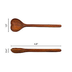 JABIHOME Wooden Heart-shaped Spoons, Wooden Tea/Coffee Spoons Set (2pcs), Small Heart Spoons for Condiment, Salt, Sugar, Cream, Cool White Elephant Gifts, Thanksgiving Gifts, Christmas Gifts for Mom