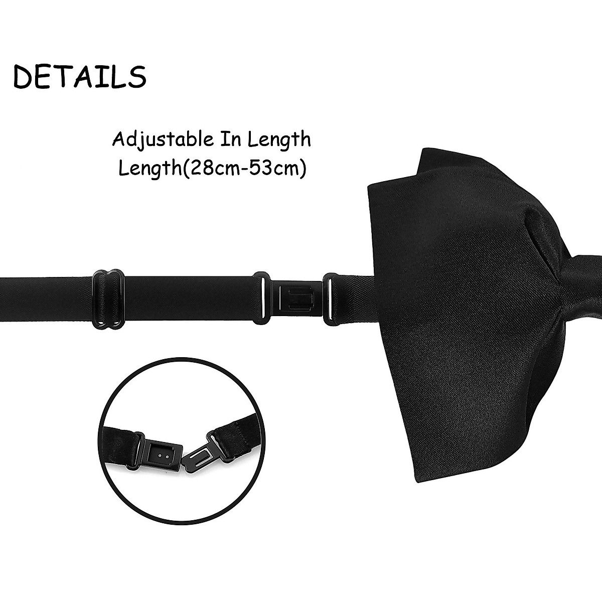 GUUNIEE Mens 100% Satin Silk Oversized Pre-tied Bowtie Formal Tuxedo Big Bow Ties (Black)