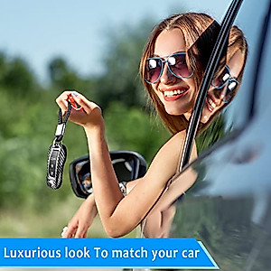 Real Glass Fiber Key Fob Cover with Porsche Keychain for 2018-2023 Porsche 911 Carrera Panamera Taycan Cayenne 918,T-Carbon Key Fob Case Shell Protector for Porsche Smart Key Case