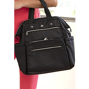 HeartSoul Women's Convertible Bella Backpack, Nurse Backpack for Work, One size, Black Pebble w/Black Straps