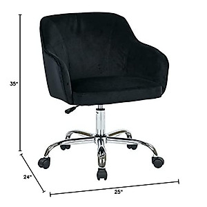 OSP Home Furnishings Bristol Chrome Base Upholstered Task Chair, Black Velvet