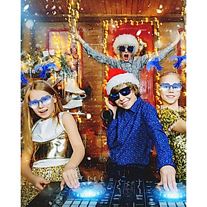 12 Pcs Tinsel Wrapped Ponytails Headband with Heart Shape Sunglasses Costume Party Faux Feather Headwear Bopper for Festival(Blue)