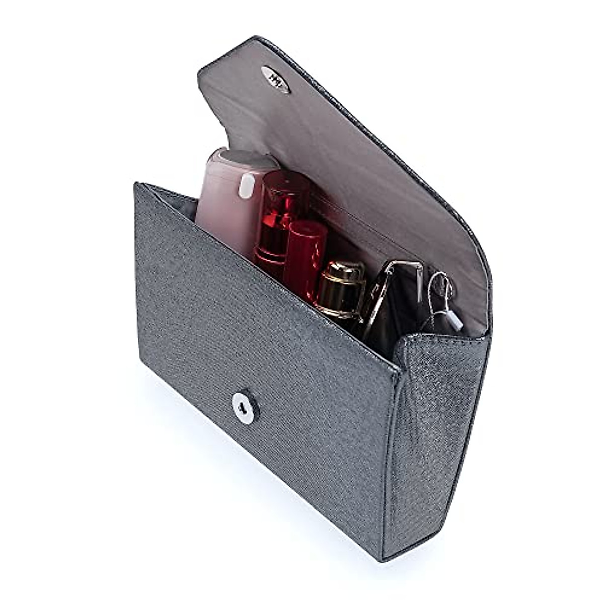 IXEBELLA Women PU Clutch Bag Evening Formal Handbag Wedding Clutch Cocktail Prom Party Purse (Pewter)