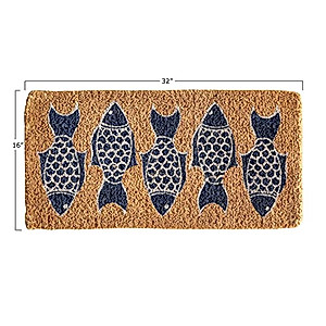 Creative Co-Op Natural Coir Doormat with Fish Images