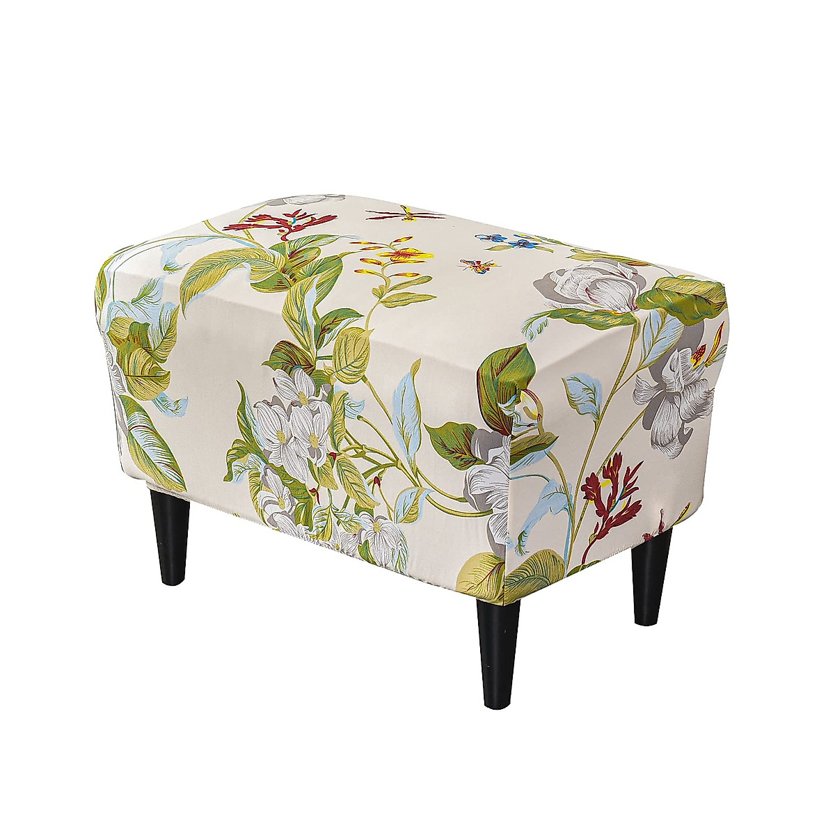 CRFATOP Ottoman Chair Cover X-Large Ottoman Chair Slipcovers Printed Rectangle Storage Stool Cover Stretch Footstool Footrest Sofa Slipcovers with Elastic Bottom,30