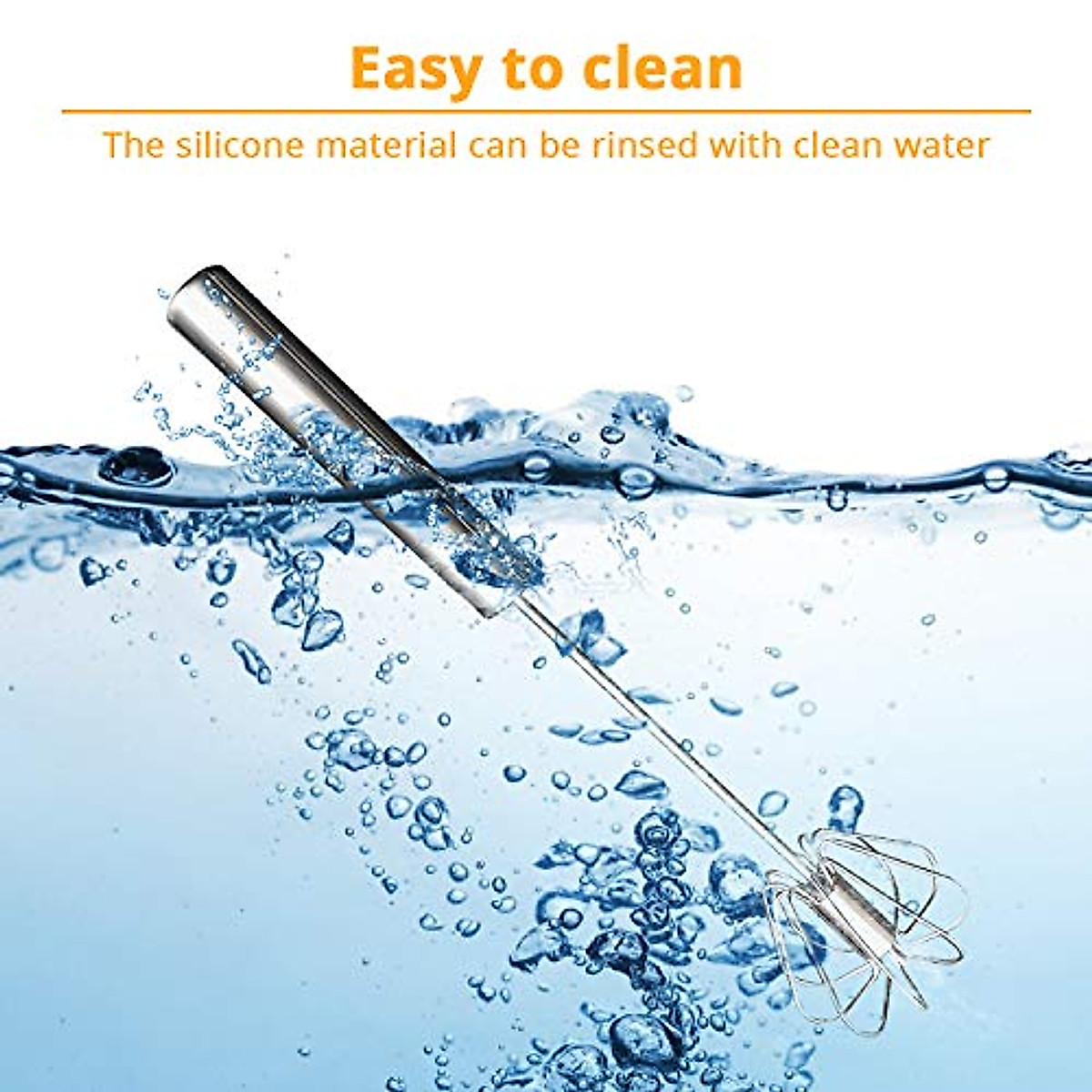 KUFUNG Hand Push Egg Whisk, Stainless Steel Whisk Blender for Home, Versatile Tool for Egg Beater, Milk Frother, Hand Push Mixer Stirrer, for Blending, Whisking, Beating & Stirring (12 inch, Silver)