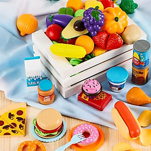 JOYIN 200 Pieces Kids Play Food Toy, Deluxe Pretend Play Set, Kids Kitchen Accessories with Realistic Colors, Toddler Birthday Gift, Party Toys