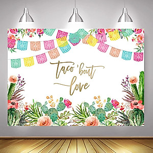 Mocsicka Taco Bout Love Backdrop Mexican Fiesta Theme Bridal Shower Party Decoration Bachelorette Wedding Engagement Photo Background (7x5ft (82x60 inch))