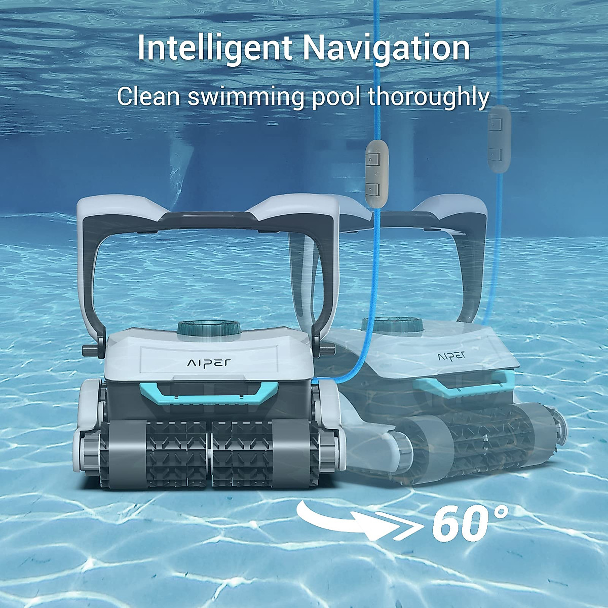 AIPER Upgrade Corded Remote Control Robotic Pool Cleaner with Waterline Scrubbing, Powerful 200W Triple Motors,Great Pool Robot Vaccum Ideal for Inground Pools, Gray (Orca 2000)
