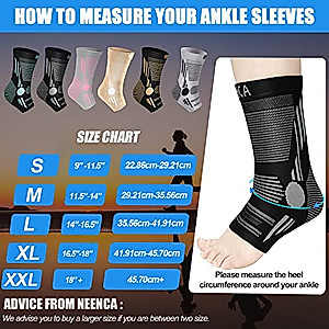 NEENCA Ankle Brace for Pain Relief, 2 Pack Compression Ankle Sleeves Set. Ankle Support Stabilizer for Achilles Tendonitis, Plantar Fasciitis, Joint Pain, Swelling, Arthritis, Sport - FSA/HSA Approved