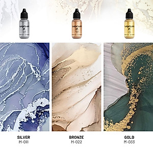 KAMENSKAYA Metallic Alcohol Ink Set: Gold Alcohol Ink, 3 pcs 0.51 fl oz (15 ml) Each