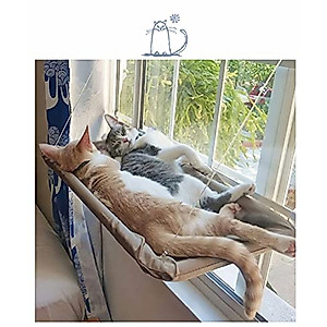 Cat Bed Window, Cat Window Hammock Window Perch , Safety Cat Shelves Space Saving Window Mounted Cat Seat for Large Cats (Large, Beige)