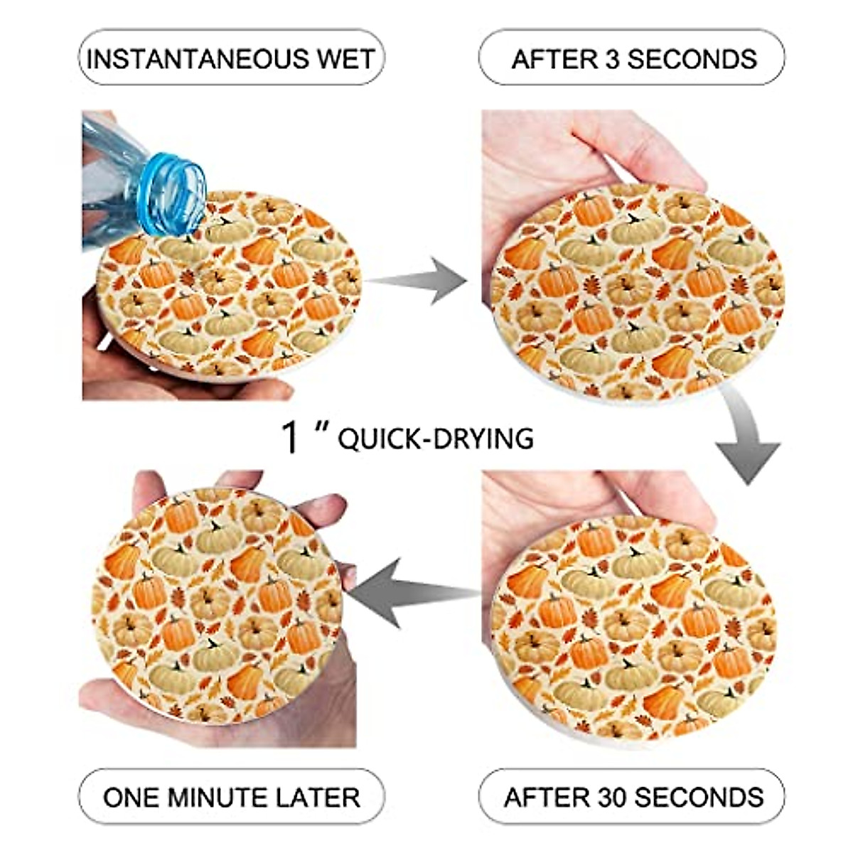 QUANJJ Autumn Maple Leaf Coasters Ceramic Set Round Absorbent Drink Coaster Coffee Tea Cup Placemats Table Mat (Color : D, Size : 8pcs)