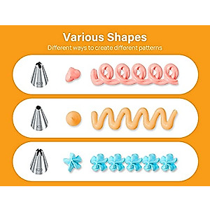 Kootek 42pcs Piping Bags and Tips Set, Cake Decorating Supplies Kits for Baking with 30 Numbered Frosting Icing Tips, 2 Reusable Pastry Bags, Easy Carry Storage Box and Other Baking Tools