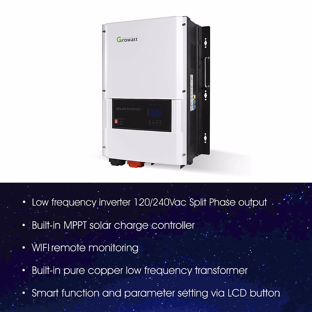 Wave Power Inverter Solar Inverter Charger 48V 6000W 120/240V Split Phase Solar Inverter Built-in 80A MPPT Solar Charge Controller