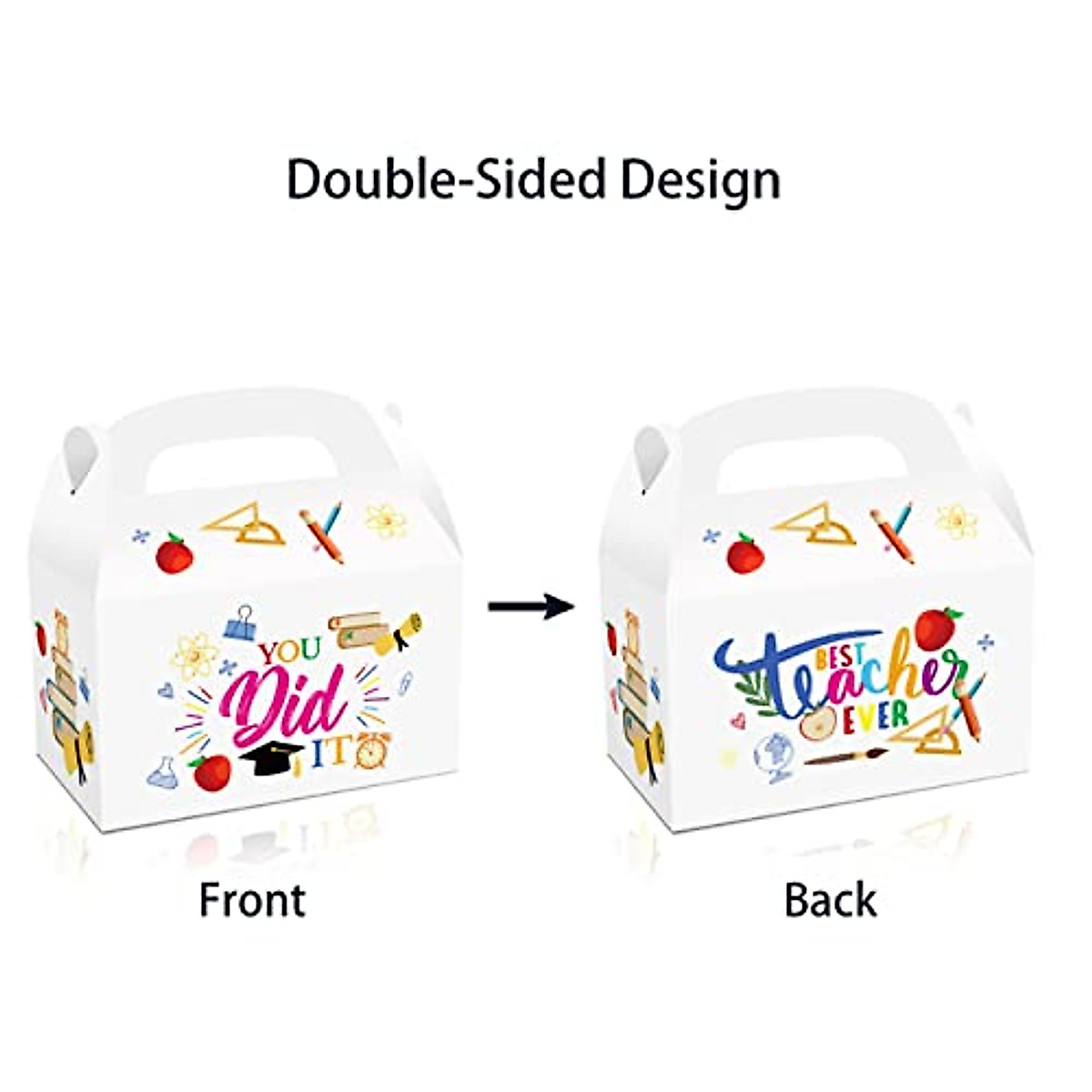 12 Packs Teacher Day Theme Party Favor Treat Boxes Best Teacher Ever Goodies Boxes Party Time Gift Boxes for Birthday Party Decration Supplies