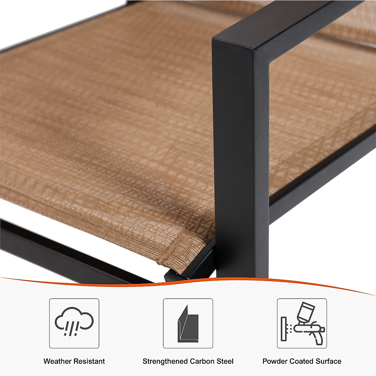 Anmutig 5 Piece Outdoor Patio Dining Set, 4 Textilene Chairs & 1 Square Dining Table for Backyard Front Porch Pool Deck Outdoor Furniture Set - Light Brown