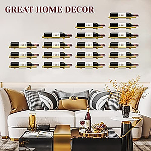 YALINKA 6Pcs Wine Racks Metal Wall Mounted, Hanging Wine Bottle Display Organizer Holder, Red Wine Rack for Beverages Liquor Bottles Storage Home Kitchen Bar Decor