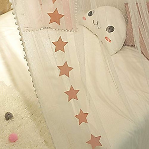 Volowoo Bed Canopy for Kids,Princess Canopy Hanging Mosquito Net for Baby Crib Nursery Room, Out Door Events,Woodland Nursery Decor,with Star (Pink, S (Bottom Circumference 640cm))