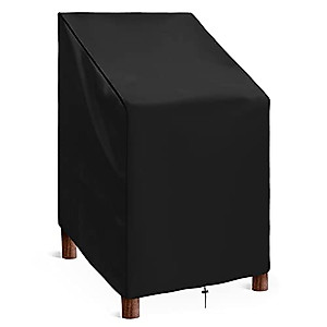 Skyfiree Stacking Patio Outdoor Chair Cover Waterproof, Outdoor Furniture Covers Stacked Chairs 420D, Highback Chair Covers Outdoor Stack Chairs for All Weather Protection Black, 27" L x 27" W x 31”