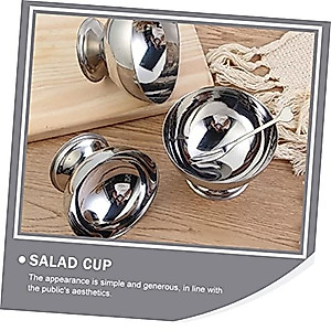 Abaodam 2 pcs Snack Bowl Reusable Tiramisu Footed Glass and Sauce DIY Cm Trifle Cup Ice Steel Wedding Appetizer Meal Bulk S/Parfait Pudding Foot Plate Prep Condiment Mixing Practical