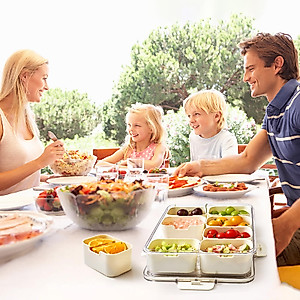 Mfacoy Snackle Box Container, 2 Pack Divided Serving Tray with Lid and Handle, Snack Box Charcuterie Container for Portable Snack Platters, Clear Organizer for Candy, Fruits, Travel, Party, Picnic