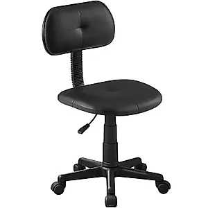 VECELO Small Armless Home Office Chair Adjustable Stools for/Desk/Computer/Task, Low-Back Height 360° Swivel, Set of 1, Black